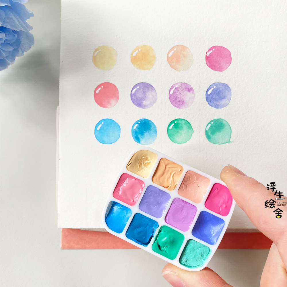 Mini small iron box watercolor distribution collection foundation 24 -color macaron 12 color ...