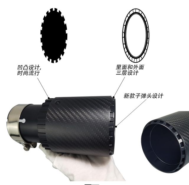 Carbon fiber car exhaust modified tail throat BMW x1 Atez Angkesela Reizhi cx45 tail mouth universal