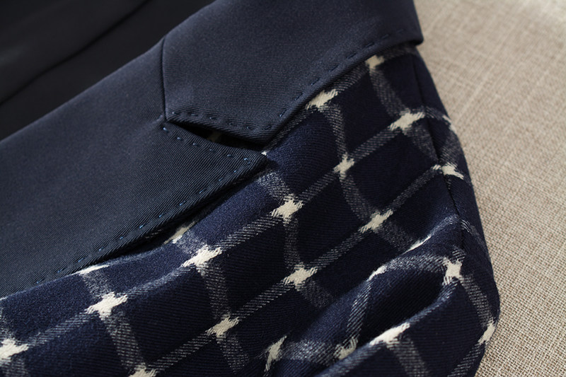 Classic British style contrasting large square plaid contrast solid ...