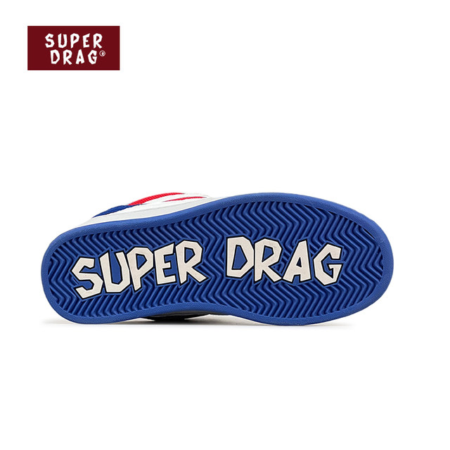 Super drag SUPERDRAG bread shoes original niche white blue red low-cut sneakers retro casual ...