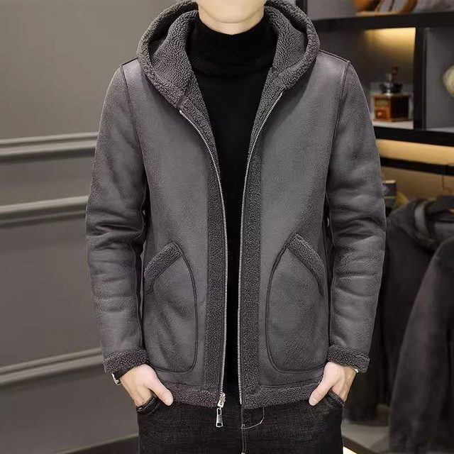 Double -sided lambskin jacket men's winter new thick warmth and warm ...