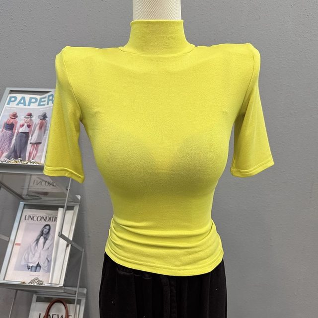 Small high -necked bottom shirt, sleeve T -shirt female spring and ...