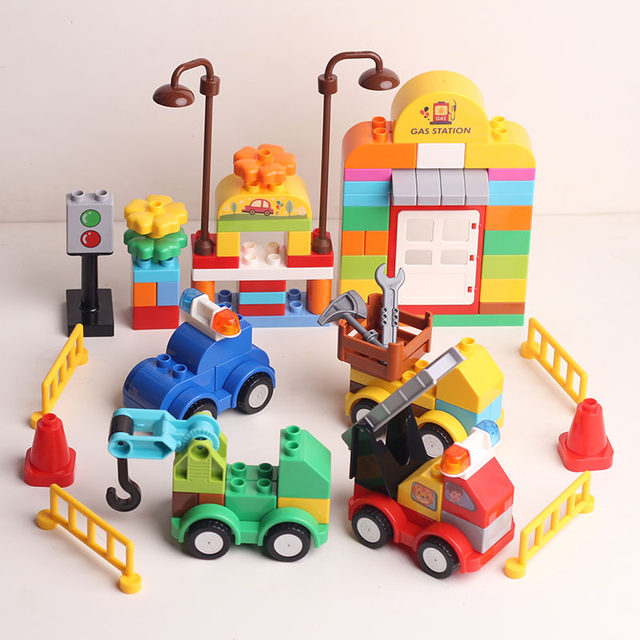 Children's large-particle puzzle building blocks toy car boy's ...