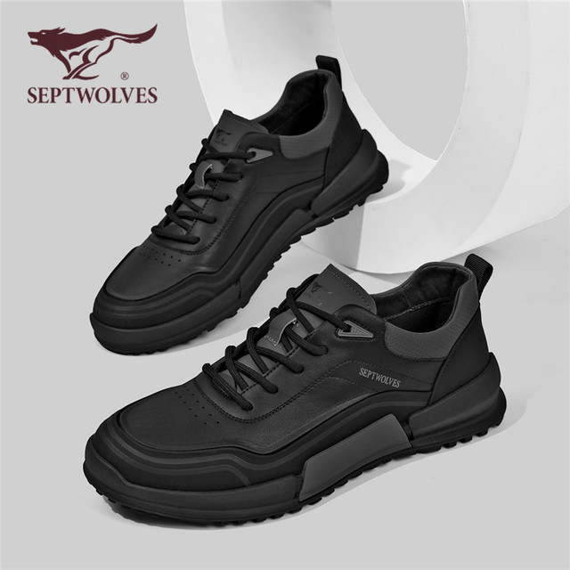 Septwolves men's shoes black sports casual shoes fashionable men's ...