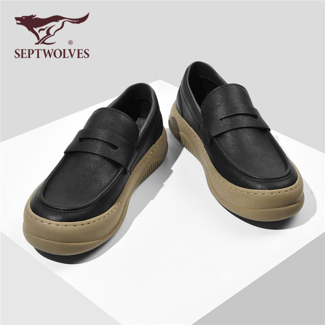 Septwolves Shoes Men's Loafers Men's Genuine Leather Shoes One-Piece ...