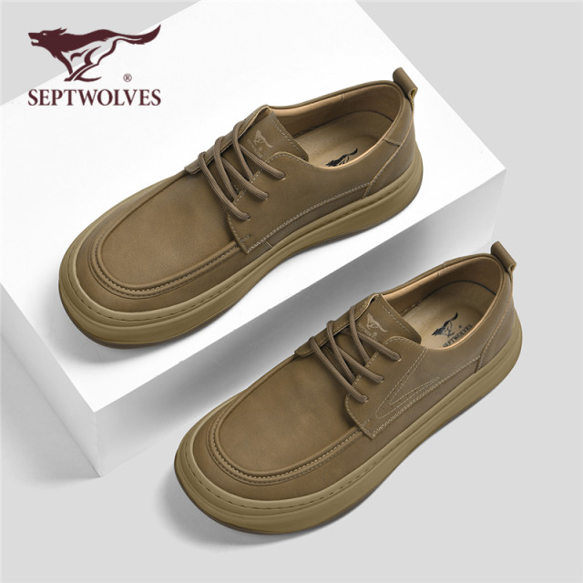 Septwolves Casual Leather Shoes Men's Winter 2024 New Men's Work Shoes ...