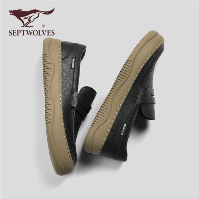 Septwolves Shoes Men's Loafers Men's Genuine Leather Shoes One-Piece ...