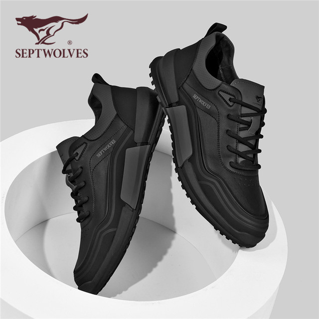 Septwolves men's shoes black sports casual shoes fashionable men's ...
