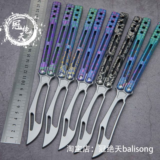 THEONE Orca orca butterfly knife titanium alloy one-piece unsharpened
