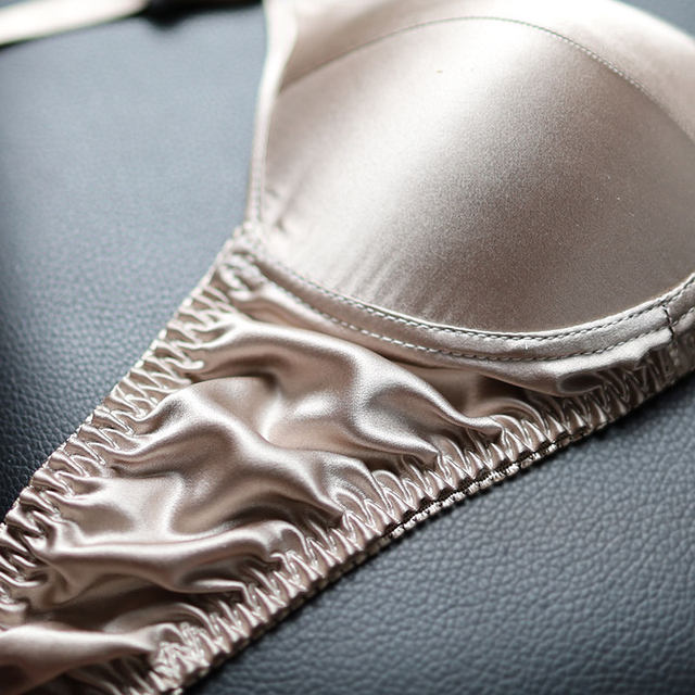 Summer no-wire thin double-sided silk bra breathable and traceless ...