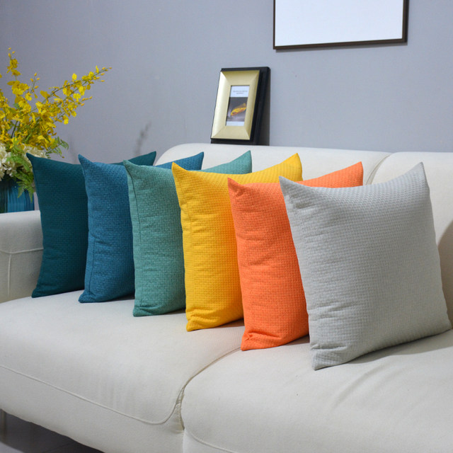 Simple linen solid color pillow cushion Modern living room sofa large ...