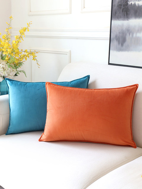 Solid color velvet pillowcase living room sofa pillow cushion cover ...