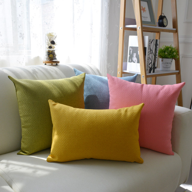 Simple linen solid color pillow cushion Modern living room sofa large ...