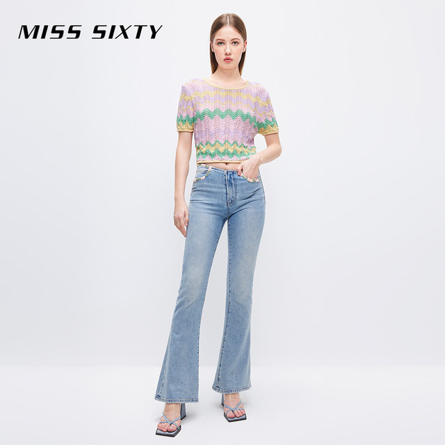 MISSSIXTY knitted shirt women's temperament jacket, the colored ripple ...