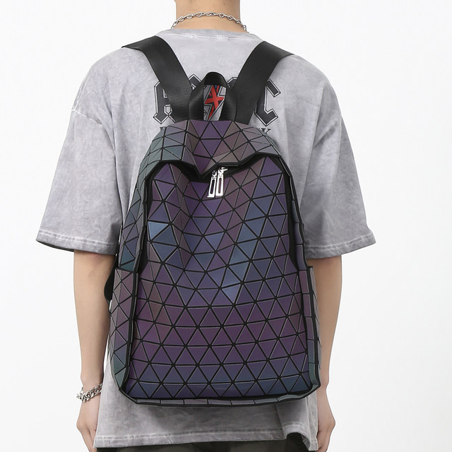 Laser rhombus backpack for men 2024 new fashion schoolbag for female ...