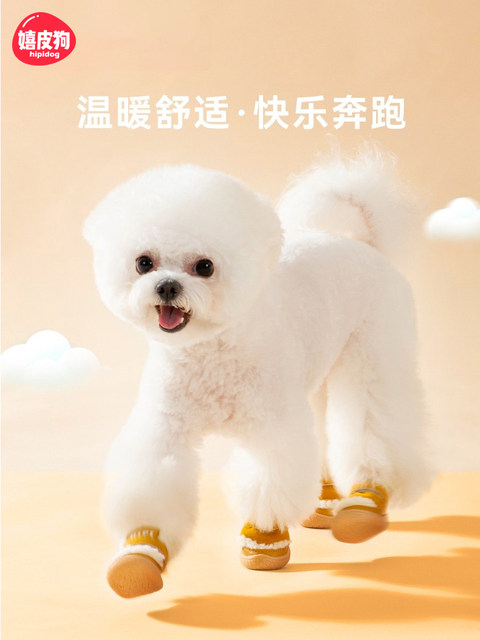 Dog shoes autumn and winter thickened cotton shoes foot covers Teddy ...