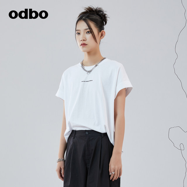 ODBO Aubbao Design Casual Top Summer Tide Summer 2022 New Printing Short -sleeved T -shirt Female