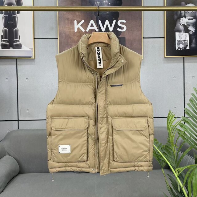 New winter down cotton vest men's trendy brand solid color workwear large pocket warm trend ...