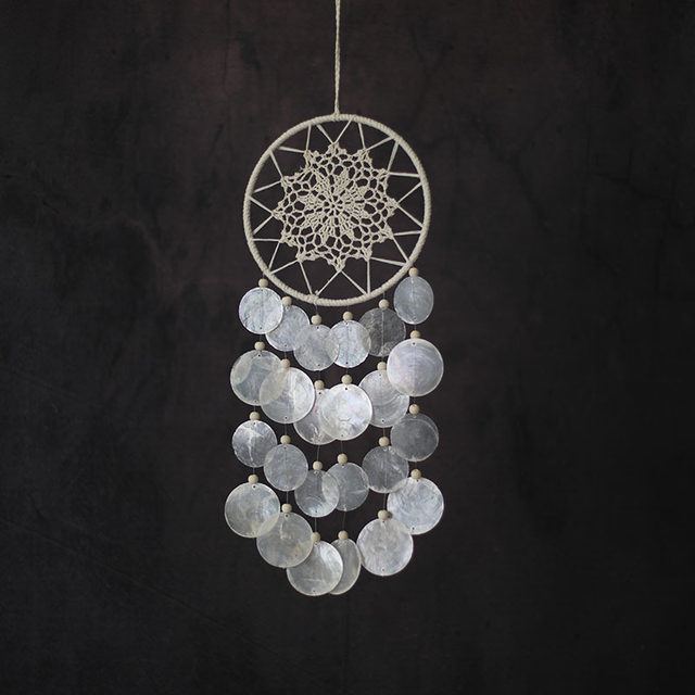 Dream catcher natural Nordic shell wind chime pendant bedroom room ...