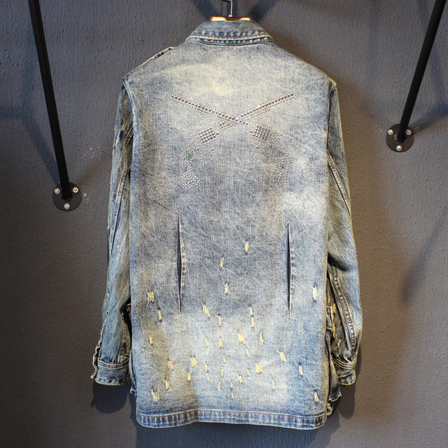 ROAR Double Gun Denim Jacket Swarovski Dark Style Casual Douyin ...