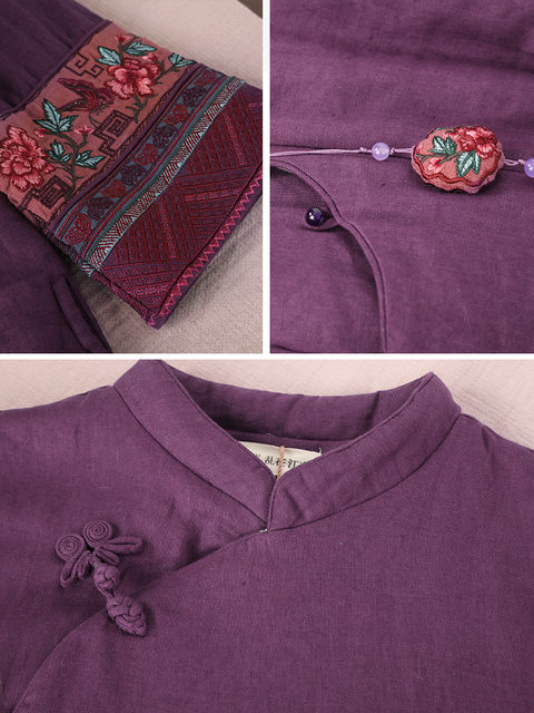 Chinese -style tea clothing linen retro cotton coat female Chinese wind ...