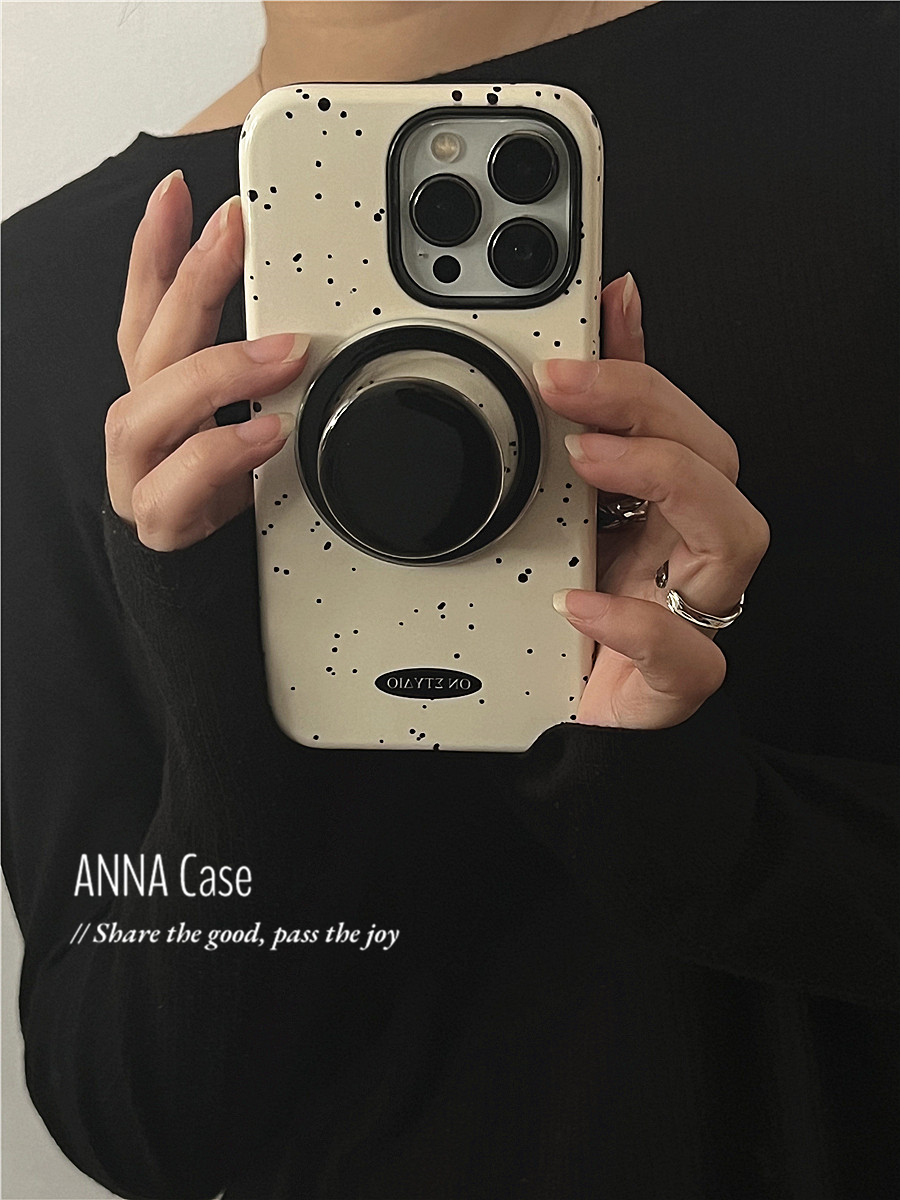 ANNACASE Korea ins gentle milk yellow spots magnetic phone case black stand suitable for ...