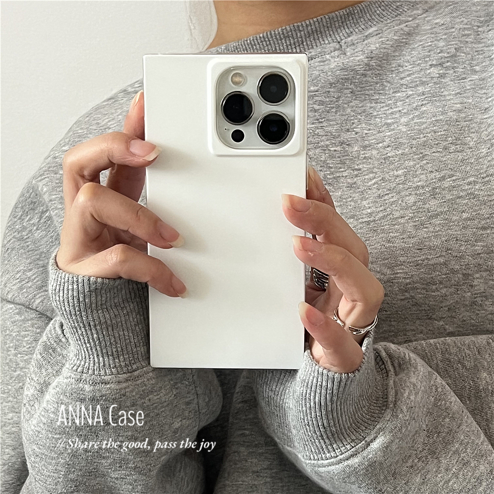 ANNACASE high-end simple pure white glossy square suitable for iphone16promax apple 15 mobile ...