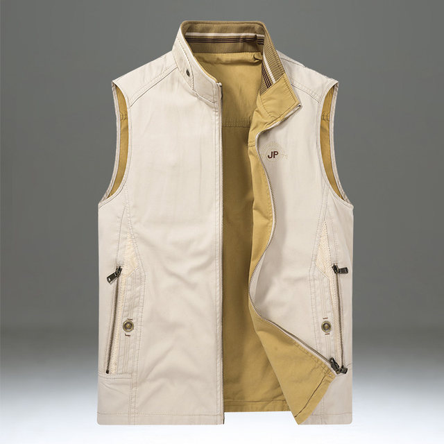 Reversible vest men's spring and autumn workwear vest loose casual ...