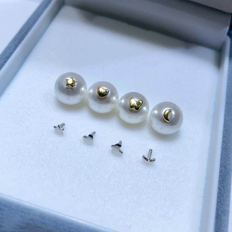 DIY jewelry accessories S925 sterling silver pearl jade plug full hole bead seal T-pin patch ...