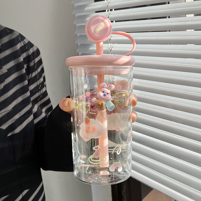 Double-layer glass cup for girls with good looks 2024 new large ...