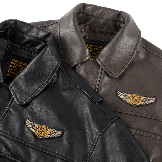 VIP American retro lapel bomber jacket men's loose motorcycle suit ...