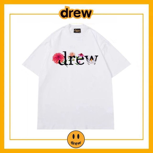 Drew letter flower short-sleeved T-shirt trendy brand European and ...