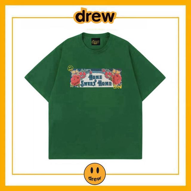 Drew Smiley Face Rose Short Sleeve T-shirt Trendy Brand High Street ...