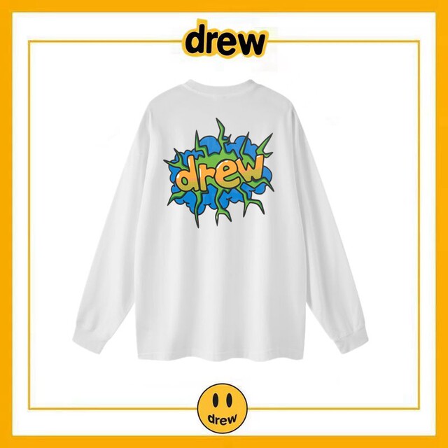 Drew letters smiling long-sleeved T-shirt trendy European and American ...