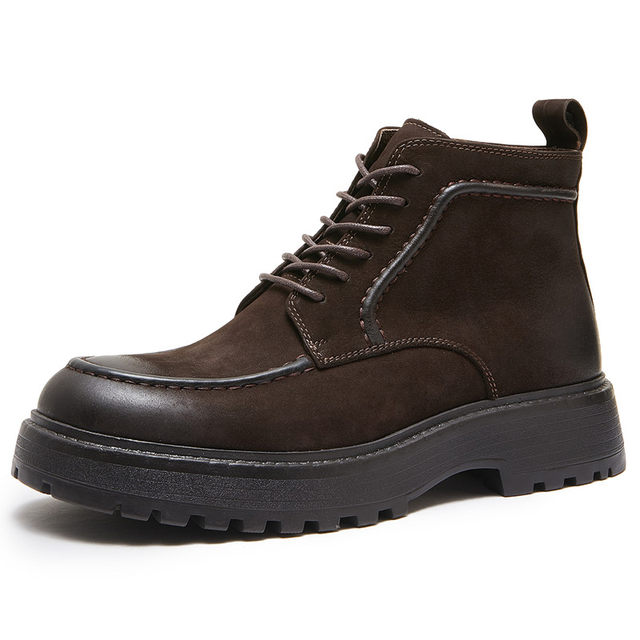 Autumn new style Martin boots men's genuine leather frosted thick-soled ...