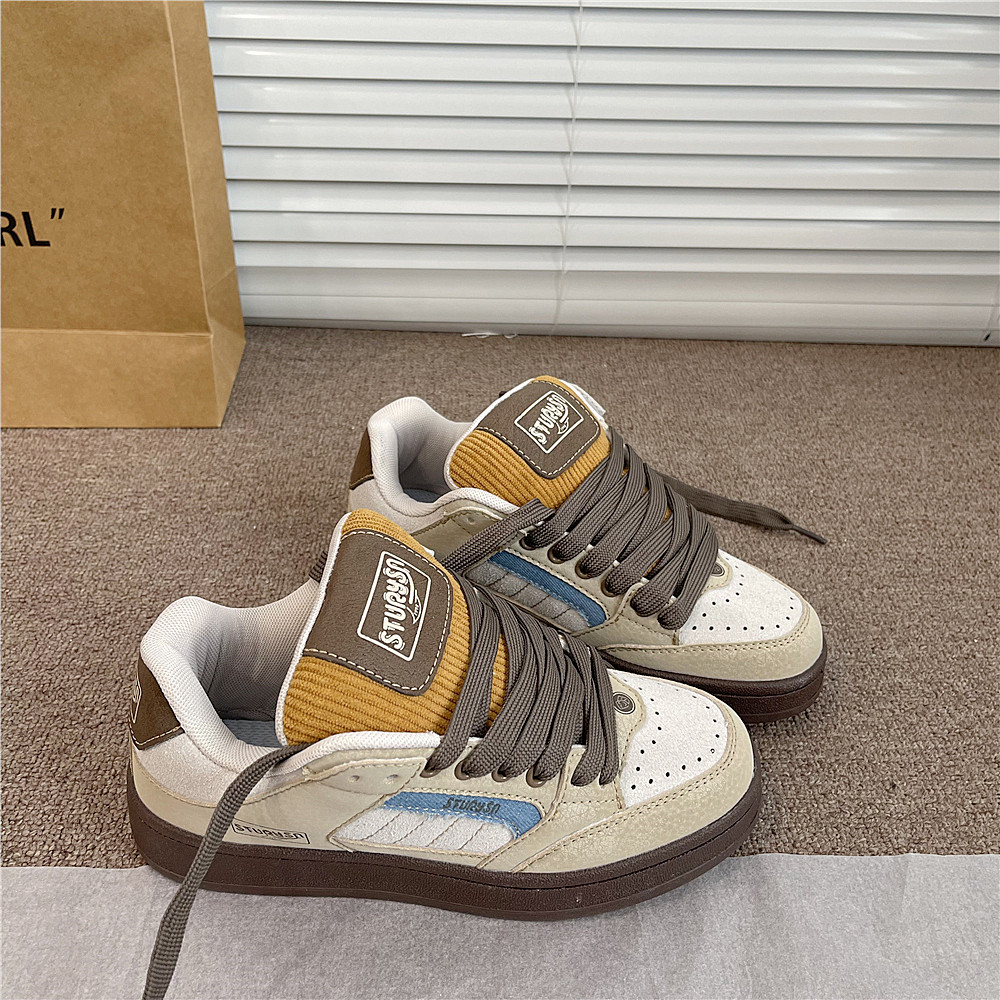 Hong Kong wind niche wild brown bread shoe women's tide 2024 winter new ...