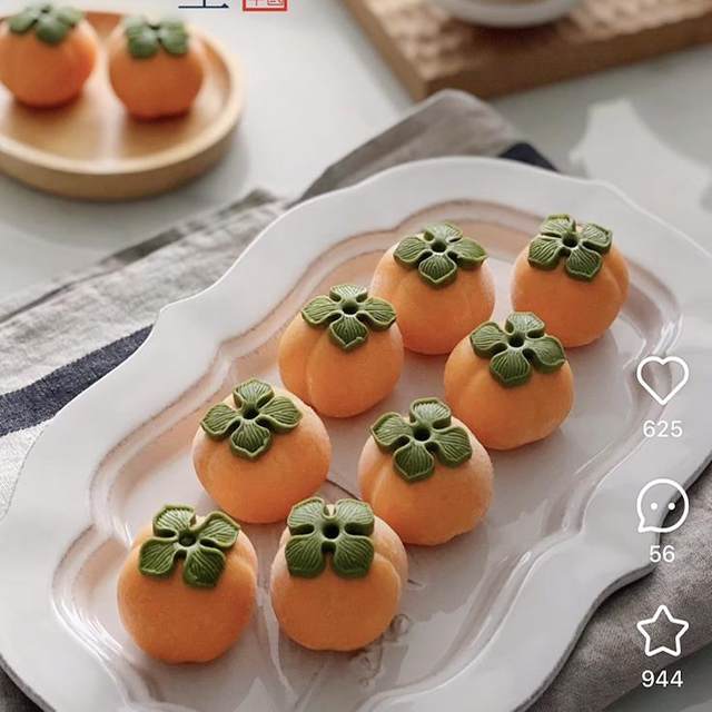 Persimmon mold Yuanxiao glutinous rice balls persimmon leaf ornaments ...