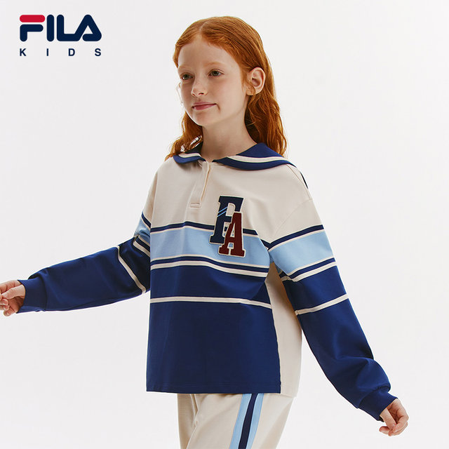 FILA Children's Clothing Children's Suit 2024 Autumn New Girls Antibacterial Sports Sweatshirt ...