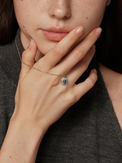 sanswood Sengo high-end primary color blue moissanite necklace women's commuter temperament ...