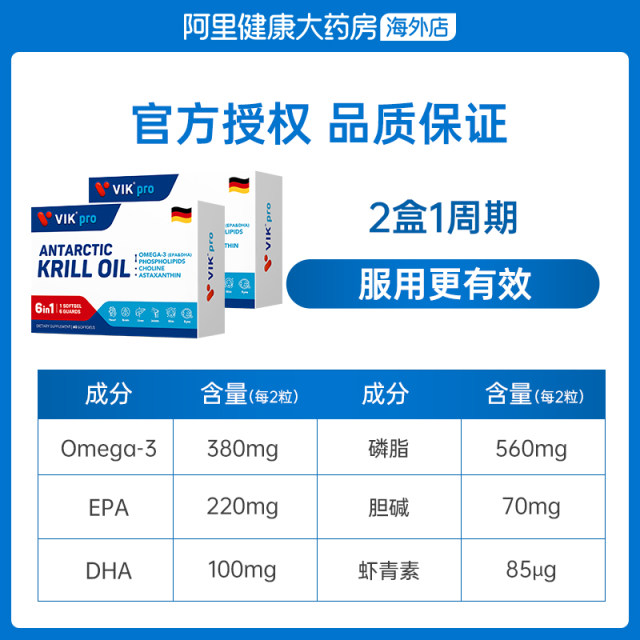 VIKPRO deep sea pure Antarctic shrimp oil 56%high phospholipid omega3 fish oil upgrade 60 grains ...