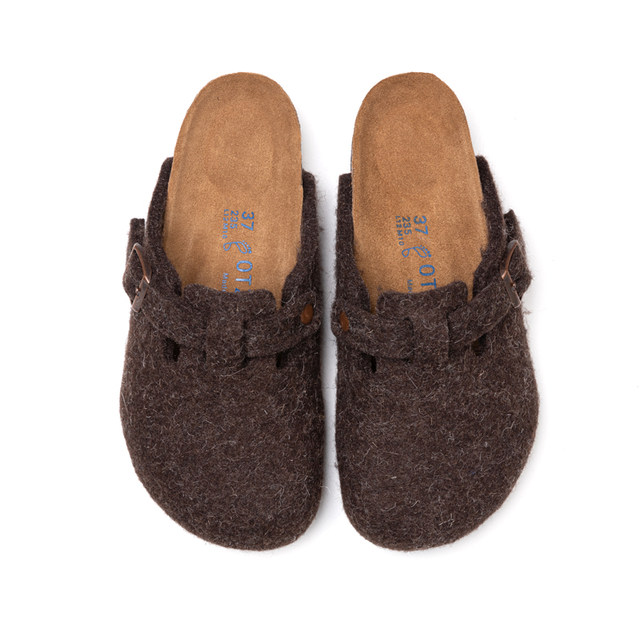 German Birkenstock style sandals, Mules, flat genuine leather toe-cap ...