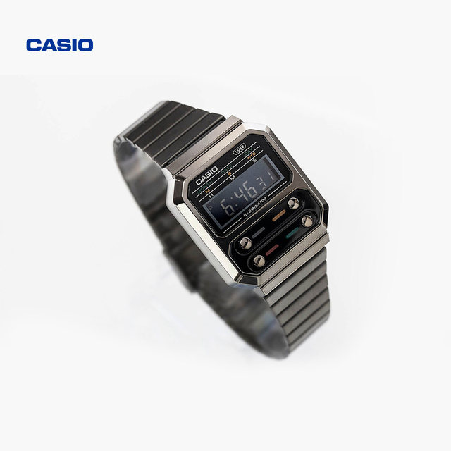 casio Casio flagship store A100WE fashion retro small square silver ...