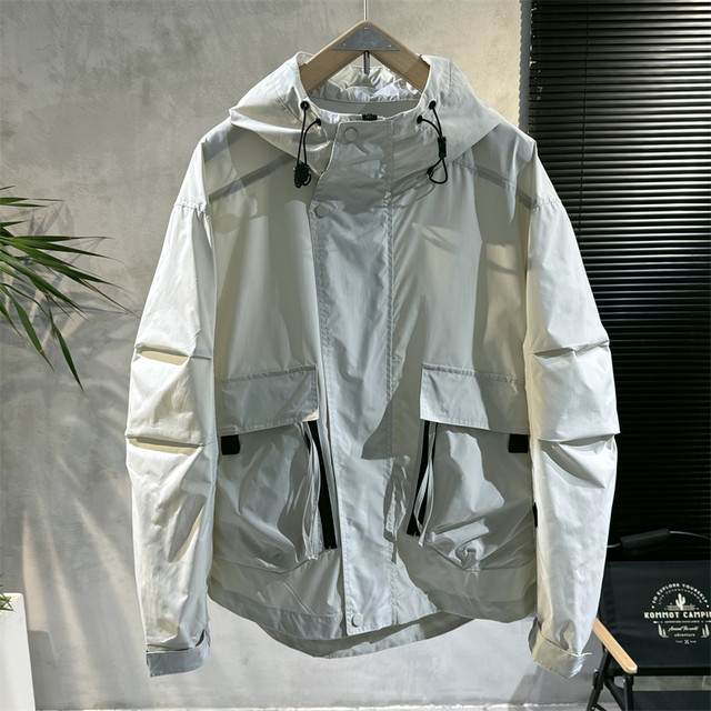 Summer Thin Hooded Work Jacket Men's Trendy Brand Loose Waterproof ...
