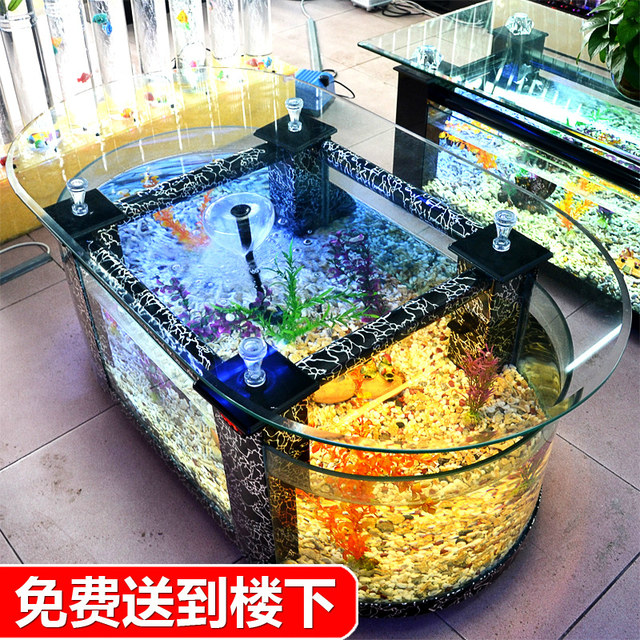 Large ecological coffee table fish tank living room aquarium glass home ...
