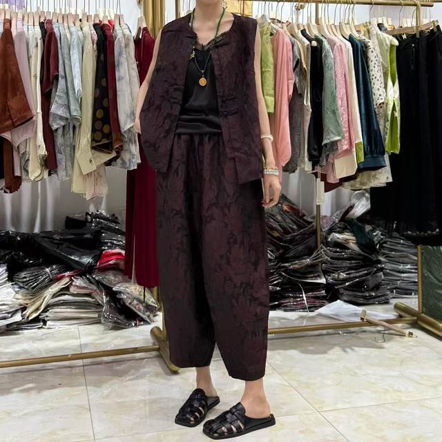 0427 mother suit New Chinese style Chinese style vest pants two-piece ...