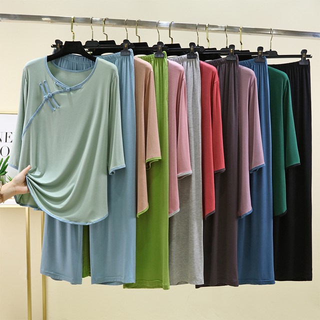 New Chinese style pajamas set for women, spring and summer modal home ...