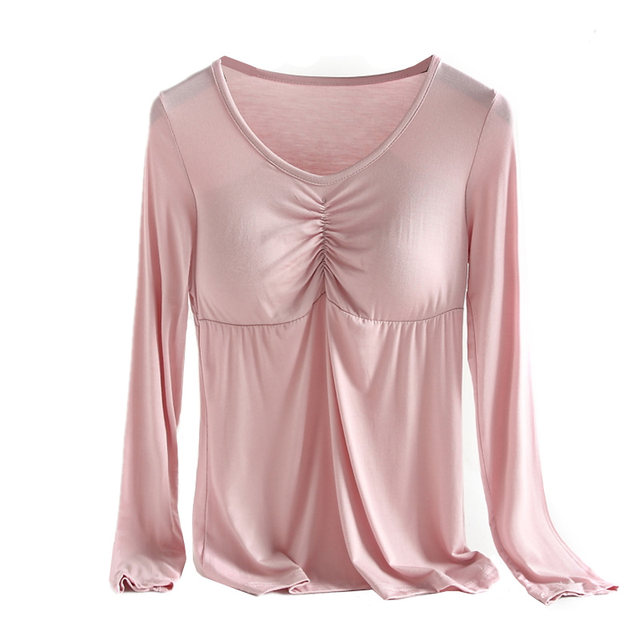 Modal padded long-sleeved inner wear women's spring and autumn thin ...