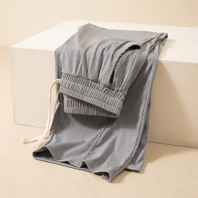 Threaded Modal Casual Pants Women's Summer High Waist Pocket Splicing ...