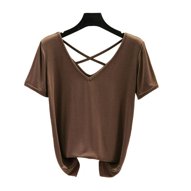 Beautiful back short-sleeved women's summer thin section foreign style ...