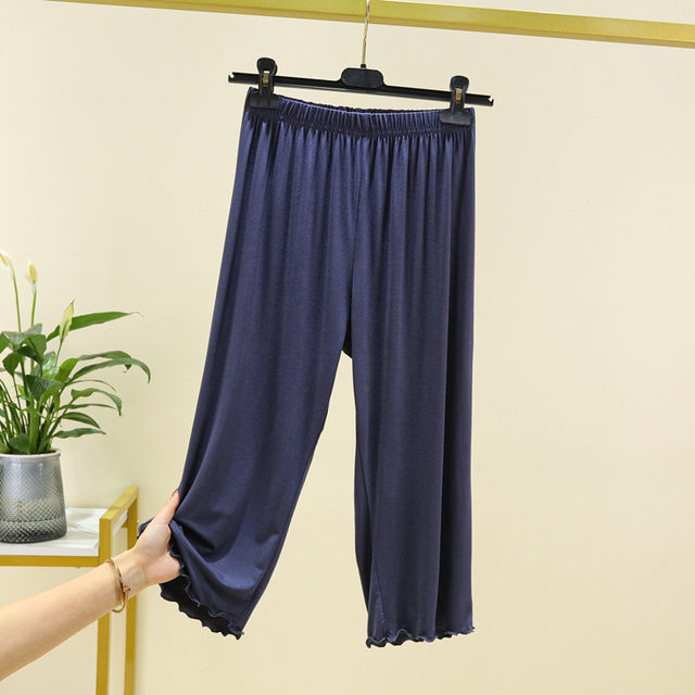 Modal straight cropped pants for women summer loose high waist home ...